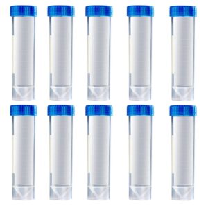 50 pcs 50 ml centrifuge tubes abuff plastic test tubes with blue screw caps, clear plastic 50ml test tube with conical bottom, self standing leak-proof prp tubes for cold storage