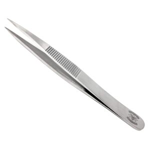 scientific labwres high precision stainless steel lab tweezers/forceps with straight medium point with serrated grip