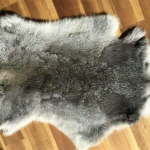 Natural Tanned Rabbit Fur Hide (10" by 12" Rabbit Pelt with Sewing Quality Leather) (Natural Gray)