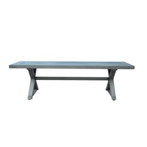 gdfstudio modern outdoor aluminum dining bench, dark gray