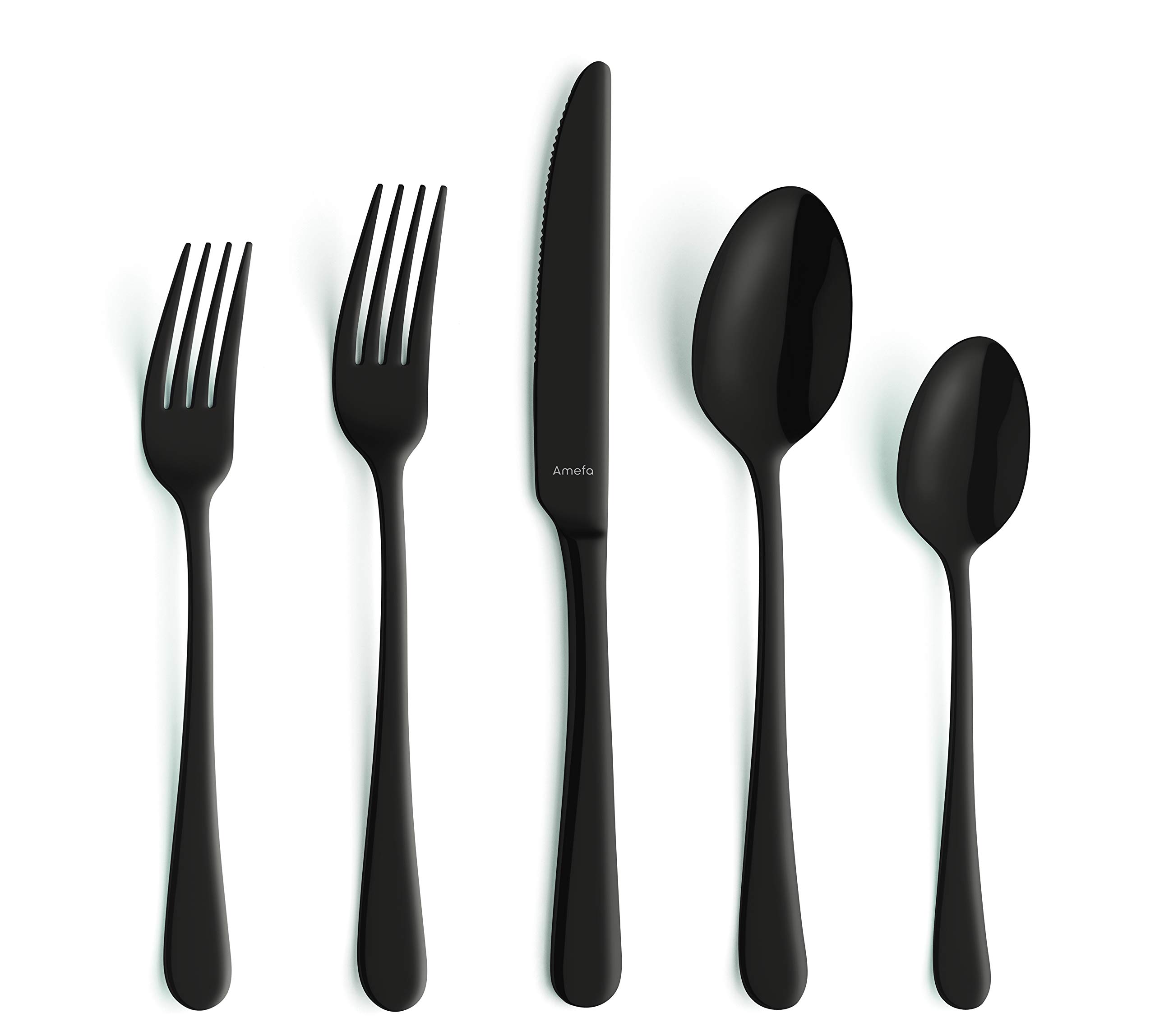 Amefa Austin 18/0 Stainless Steel Flatware Set - Matte Black - 20 Piece Place Setting - Service for 4 - Knife & Fork Spoon Set - Amefa Cutlery Set - Amefa Flatware Set - Modern Silverware Set