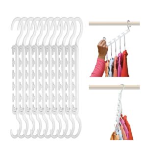 wonder hanger max 10-pack space saving hangers, reinforced hooks swivels 360°, cascading hanger, college dorms & storage closet organizer, fully assembled – white