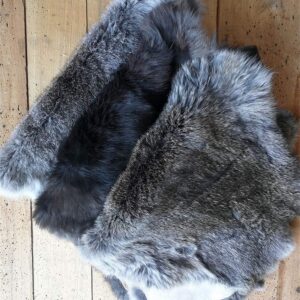 Natural Tanned Rabbit Fur Hide (10" by 12" Rabbit Pelt with Sewing Quality Leather) (Natural Gray)