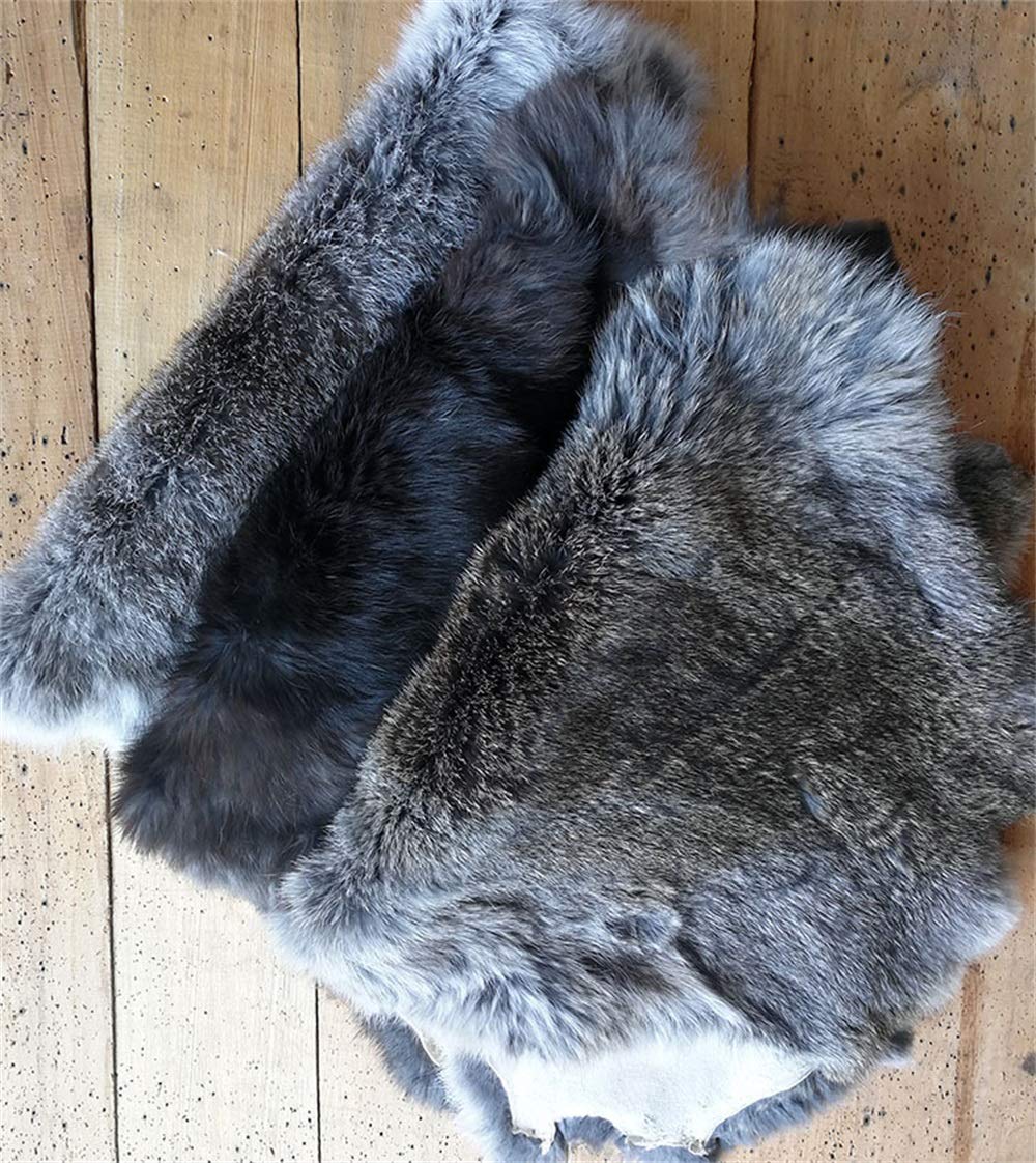 Natural Tanned Rabbit Fur Hide (10" by 12" Rabbit Pelt with Sewing Quality Leather) (Natural Gray)