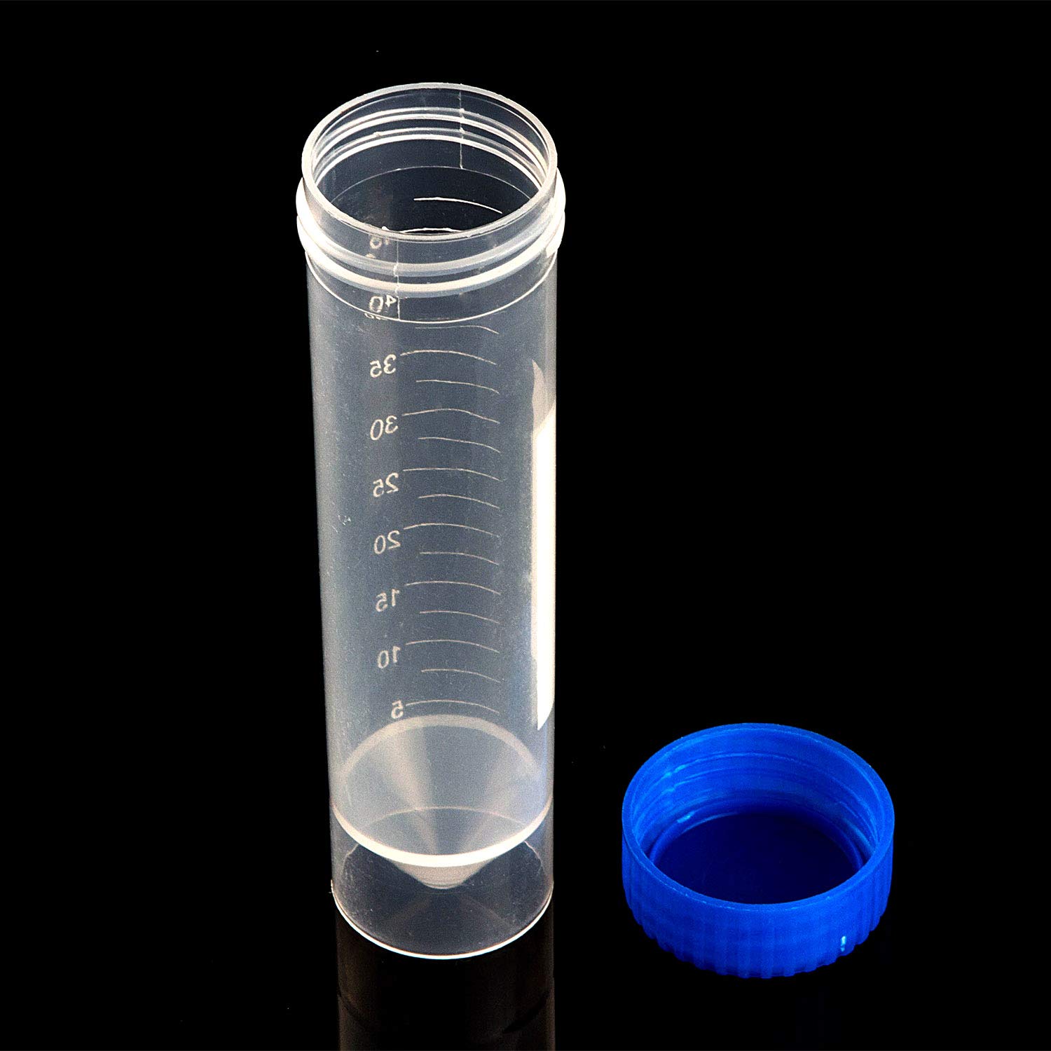 50 Pcs 50 ML Centrifuge Tubes ABuff Plastic Test Tubes with Blue Screw Caps, Clear Plastic 50ml Test Tube with Conical Bottom, Self Standing Leak-Proof PRP Tubes for Cold Storage