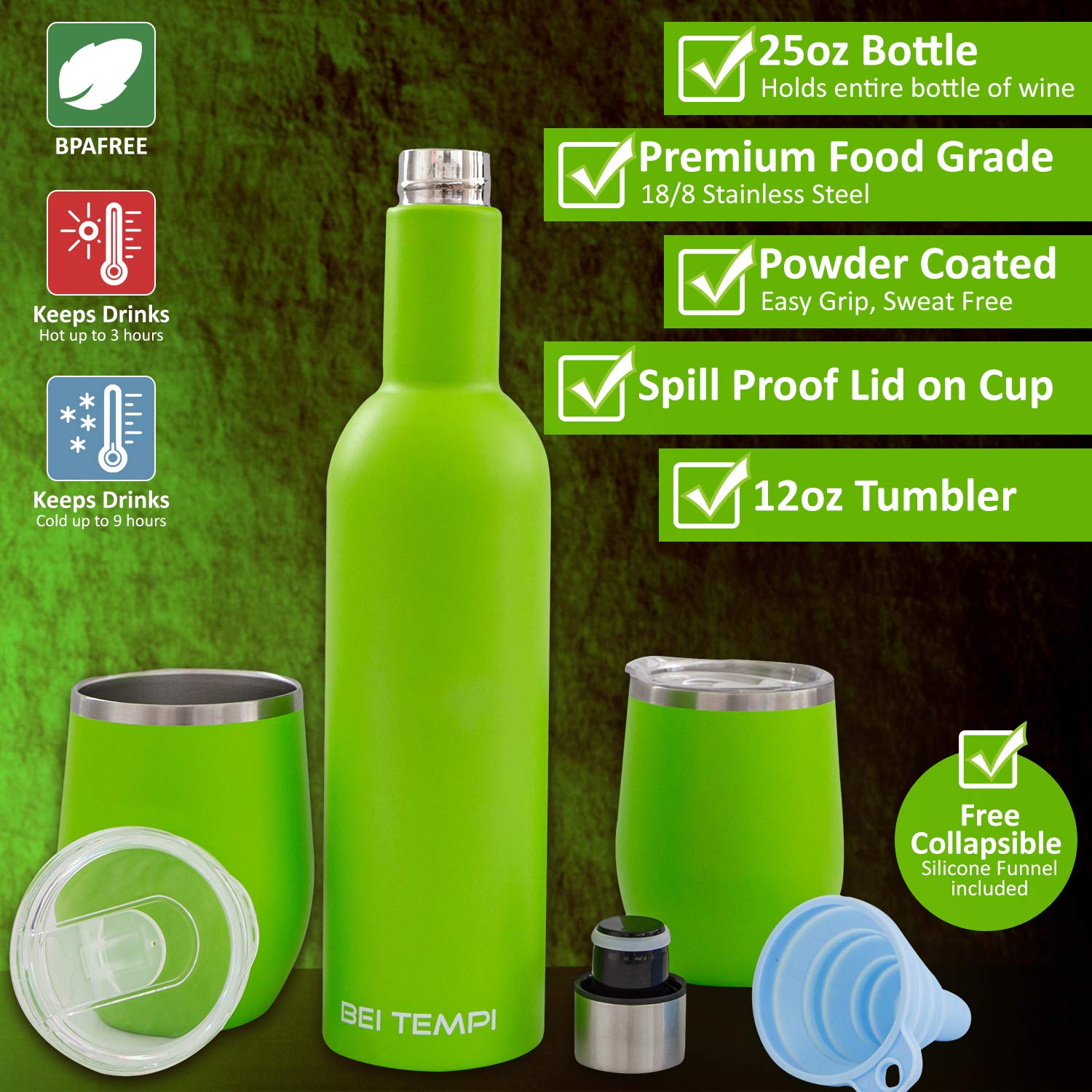 Insulated Bottle and Tumbler Set Green