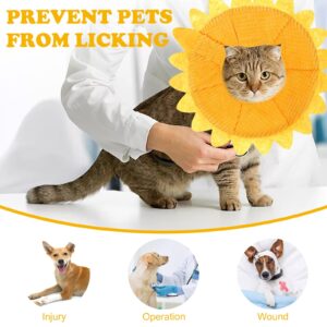 POPETPOP Pet Protective Recovery Collar - Adjustable Sunflower Shape Elizabethan Cat Cone Collar, Cute Soft Cone After Surgery Neck Collar for Cats and Small Dogs