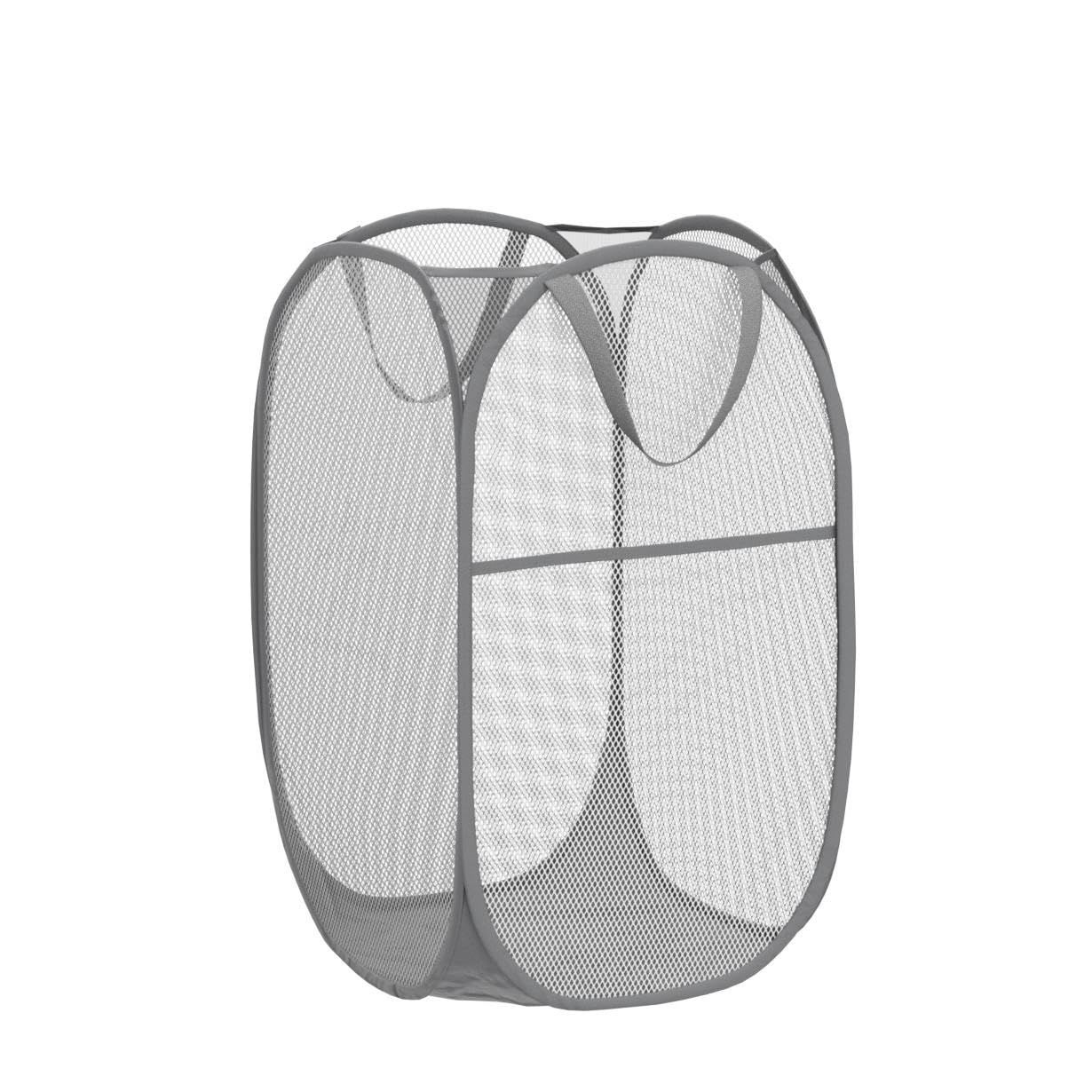 WD&CD 2PCS Laundry Baskets Foldable Pop Up Mesh Washing Laundry Basket Bag Bin Hamper Toy Tidy Storage Organiser Organizer(Gray)