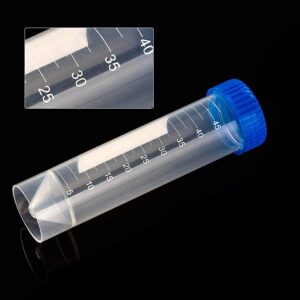 50 Pcs 50 ML Centrifuge Tubes ABuff Plastic Test Tubes with Blue Screw Caps, Clear Plastic 50ml Test Tube with Conical Bottom, Self Standing Leak-Proof PRP Tubes for Cold Storage