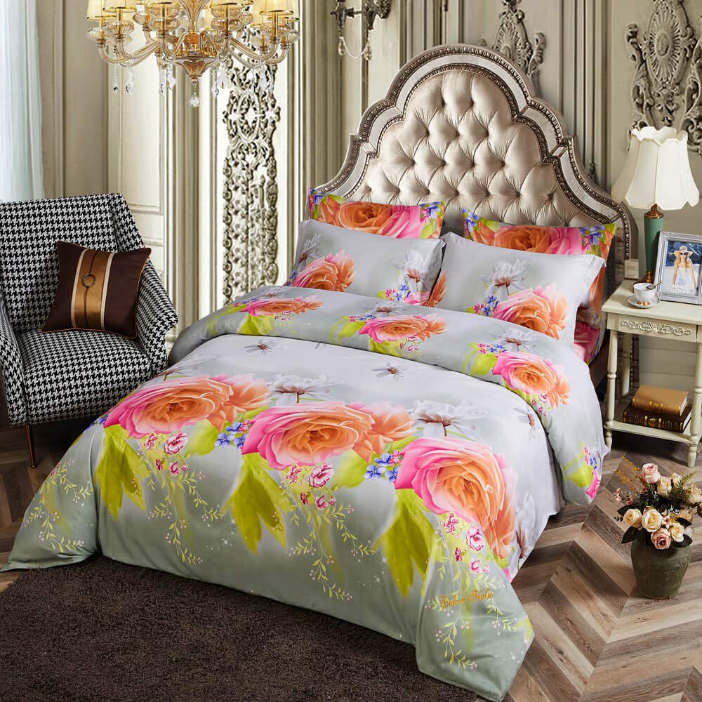 Dolce Mela DM721Q Queen Size Duvet Cover Set, Multi-Color