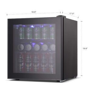 Joy Pebble Beverage Cooler and Refrigerator Mini Fridge with Glass Door for Soda Beer or Wine Small Drink Cooler for Home Office or Bar (1.6cu.ft)