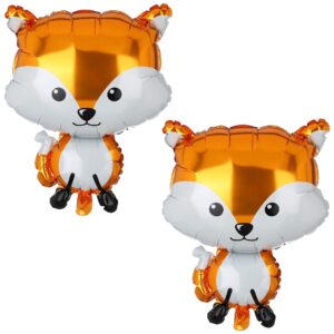 2 pcs fox shaped great mylar foil critter balloon woodland themed party birthday baby shower decorations