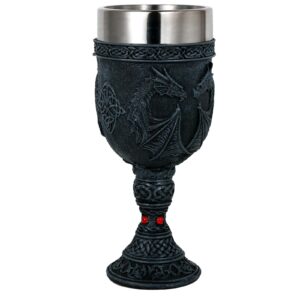 alikiki Medieval Dark-Night Dragon Goblet - Dungeons and Dragons Gifts Game Ideas of Thrones Merchandise 7oz Stainless Steel Drinking cup Gothic GOT Dragon D&D Chalice Party Decor Collectible