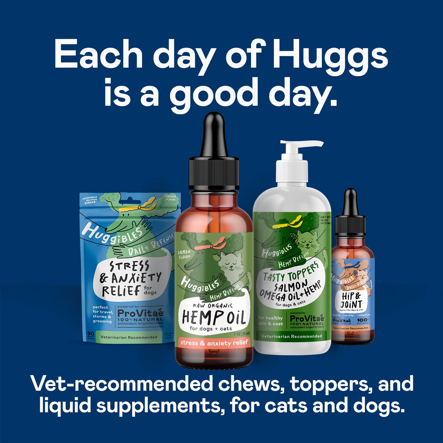 Huggibles Organic Hemp Oil Drops for Cats and Dogs Calming Stress & Anxiety Support Omega 3 & 6 for Arthritis Inflammation and Joint Support | Liquid Drops Pet Supplement