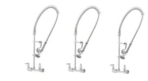 t&s brass b-0133-b easy install wall mount pre-rinse faucet for commercial kitchens. includes wall bracket and sprayer meets new doe requirements with a 1.15 gpm flow rate (pack of 3)