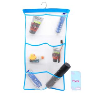 phying mesh bath organizers for shower with hook, quick dry hanging shower caddy college, bath storage with 6 pockets for college dorm rooms, bathroom