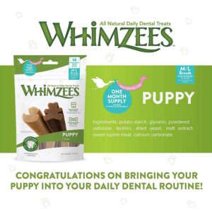 Whimzees 3 Pack of Puppy Daily Dental Treats, 14 Sticks Each, for Medium to Large Puppies