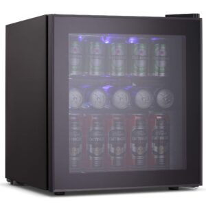 joy pebble beverage cooler and refrigerator mini fridge with glass door for soda beer or wine small drink cooler for home office or bar (1.6cu.ft)