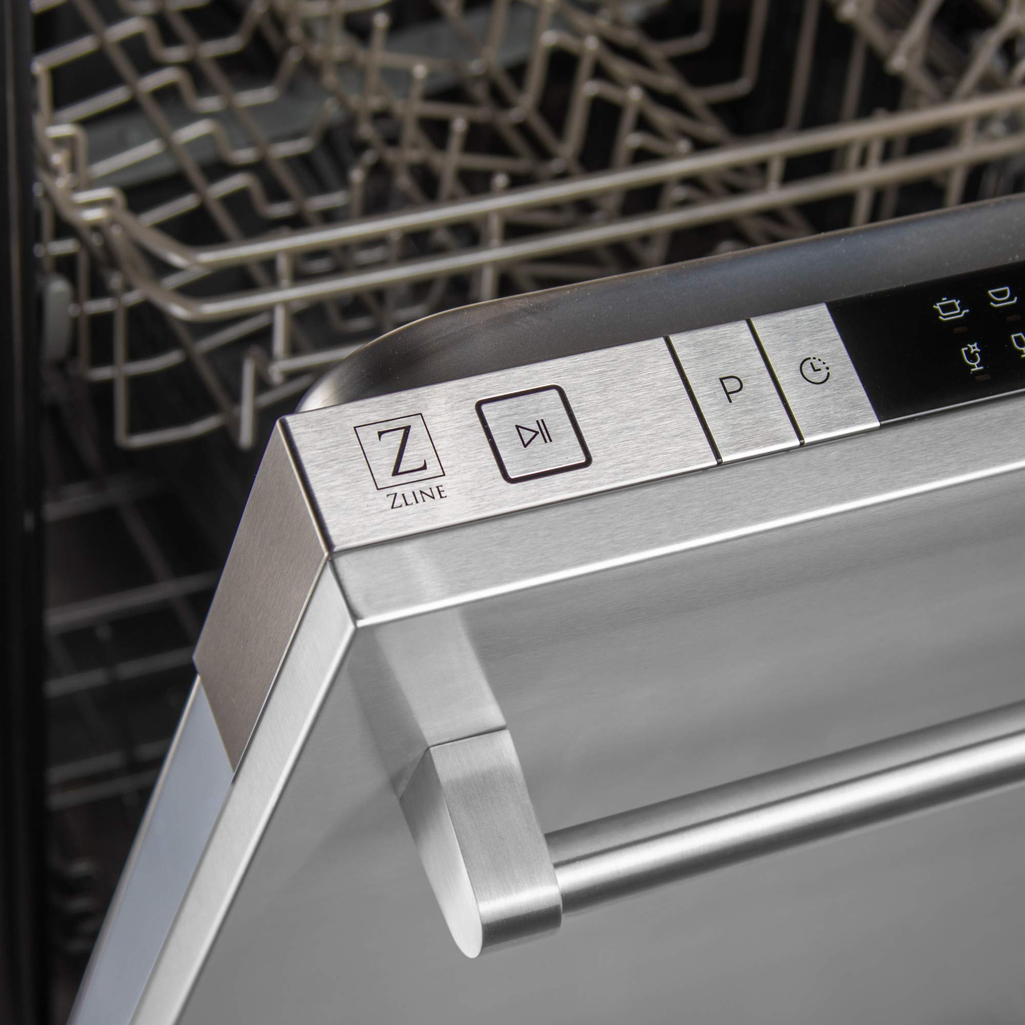 ZLINE 18 in. Top Control Dishwasher in Stainless Steel with Stainless Steel Tub and Traditional Style Handle