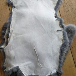 Natural Tanned Rabbit Fur Hide (10" by 12" Rabbit Pelt with Sewing Quality Leather) (Natural Gray)