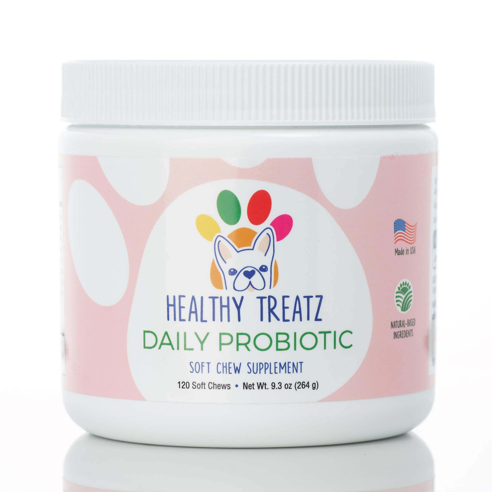 Healthy Treatz Probiotic Chews for Dogs - with Natural Digestive Supporting Enzymes for Relief of Diarrhea & Upset Stomach + Gas & Constipation - Allergy & Immune System Support