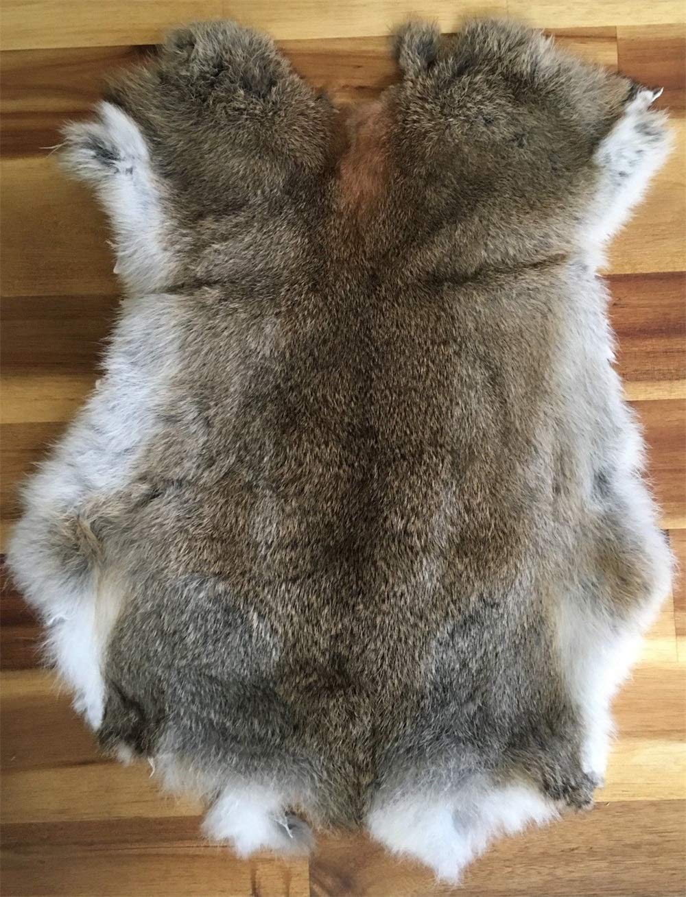 Natural Tanned Rabbit Fur Hide (10" by 12" Rabbit Pelt with Sewing Quality Leather)