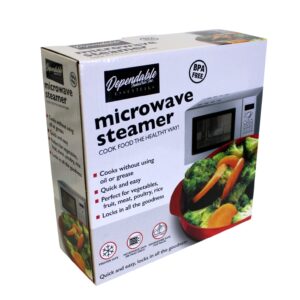 BPA-Free Microwave Steamer for Healthy, Oil-Free Cooking - Steam Vegetables, Meats, Fish, and Poultry, by Dependable Industries