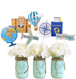 yaaaaasss! let the adventure begin centerpieces travel themed centerpieces sticks adventure awaits bon voyage farewell world map retirement graduation party photo booth props set of 21