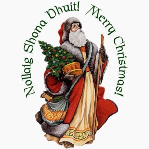 CafePress Santa (Irish & English) Christmas Cards (Pk Of 20) Greeting Card (20-pack), Note Card with Blank Inside, Birthday Card Glossy