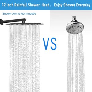 Rain Shower head, NearMoon High Flow Stainless Steel Square Rainfall ShowerHead, Waterfall Bath Shower Body Covering, Ceiling or Wall Mount (12 Inch, Matte Black)