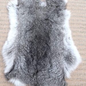 Natural Tanned Rabbit Fur Hide (10" by 12" Rabbit Pelt with Sewing Quality Leather) (Natural Gray)