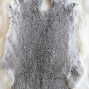 Natural Tanned Rabbit Fur Hide (10" by 12" Rabbit Pelt with Sewing Quality Leather) (Natural Gray)