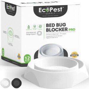 bed bug interceptors – 12 pack | bed bug blocker (pro) interceptor traps | insect trap, monitor, and detector for bed legs (white)