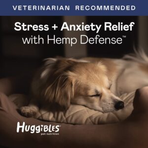 Huggibles Organic Hemp Oil Drops for Cats and Dogs Calming Stress & Anxiety Support Omega 3 & 6 for Arthritis Inflammation and Joint Support | Liquid Drops Pet Supplement