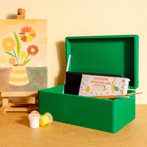 Creative Deco Large Green Wooden Box Storage with Hinged Lid | 11.8 x 7.87 x 5.51 inches (+-0.5) | Gift Box Storage | Product NOT Intended for 15 Years OR Below