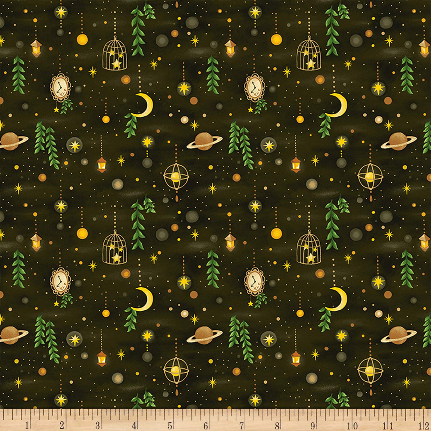 Paintbrush Studios Forest Fables Forest Sky Charcoal, Quilting Fabric by the Yard