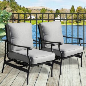 patiofestival 2 pc outdoor padded conversation set,patio furniture sets modern bistro cushioned rocking sofa chairs with 5.1 inch thick seat cushions,grey