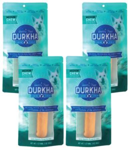 durkha yak cheese chews: himalayan yak cheese dog chews- natural, healthy & long lasting dog treats - grain, gluten & lactose-free rawhide alternatives, for dogs 35 lbs and smaller, 4 pack of medium