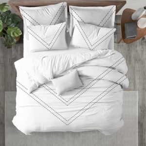 kotton culture 600 thread count 100% egyptian cotton 11 piece duvet cover set - breathable all season comforter cover with zipper closure & corner ties sateen weave (white, oversized king)