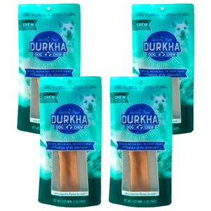 durkha yak cheese chews: himalayan yak cheese dog chews- natural, healthy & long lasting dog treats - grain, gluten & lactose-free rawhide alternatives, for dogs 55 lbs and smaller, 4 pack of large