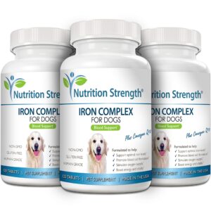 Nutrition Strength Iron for Dogs with Anemia to Support Blood Health, Blood Cell Formation & Oxygen Supply, Iron Supplement for Anemic Dogs + Vitamin C, Folate, Vitamin B12, 120 Chewable Tablets