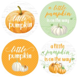 orange little pumpkin baby shower favor stickers, fall pumpkin envelope seals, bag stickers - 40 count