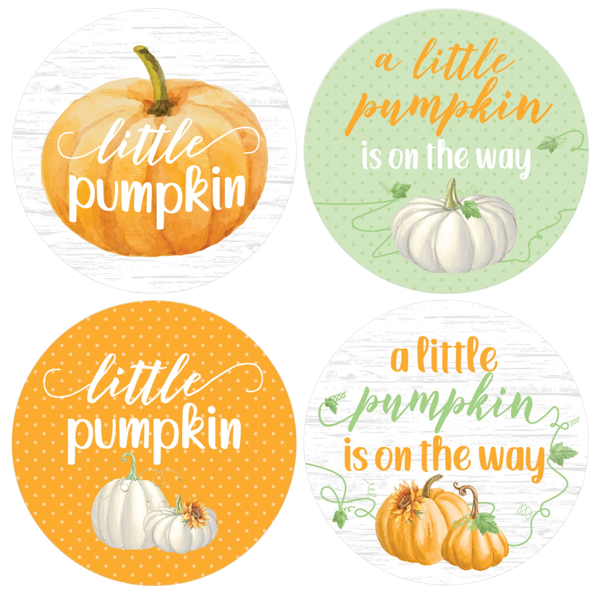 Orange Little Pumpkin Baby Shower Favor Stickers, Fall Pumpkin Envelope Seals, Bag Stickers - 40 Count