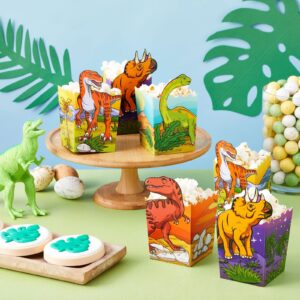 BLUE PANDA 60 Pack Dinosaur Popcorn Boxes for Candy, Snacks, Kid's Birthday Party Supplies (4 Dino-Themed Designs)