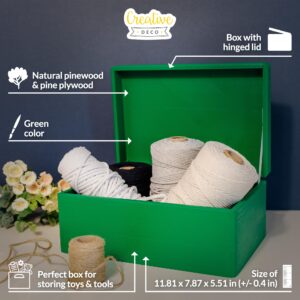 Creative Deco Large Green Wooden Box Storage with Hinged Lid | 11.8 x 7.87 x 5.51 inches (+-0.5) | Gift Box Storage | Product NOT Intended for 15 Years OR Below