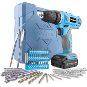 hi-spec 50pc 12v cordless drill driver set electric battery powered - portable tool box and bit set， power drill cordless for diy projects, home repair, and professional use