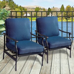 patiofestival patio chairs bistro rocking sofa chair modern outdoor furniture set conversation sets with 5.1 inch thick seat cushions (2pcs-2, blue)