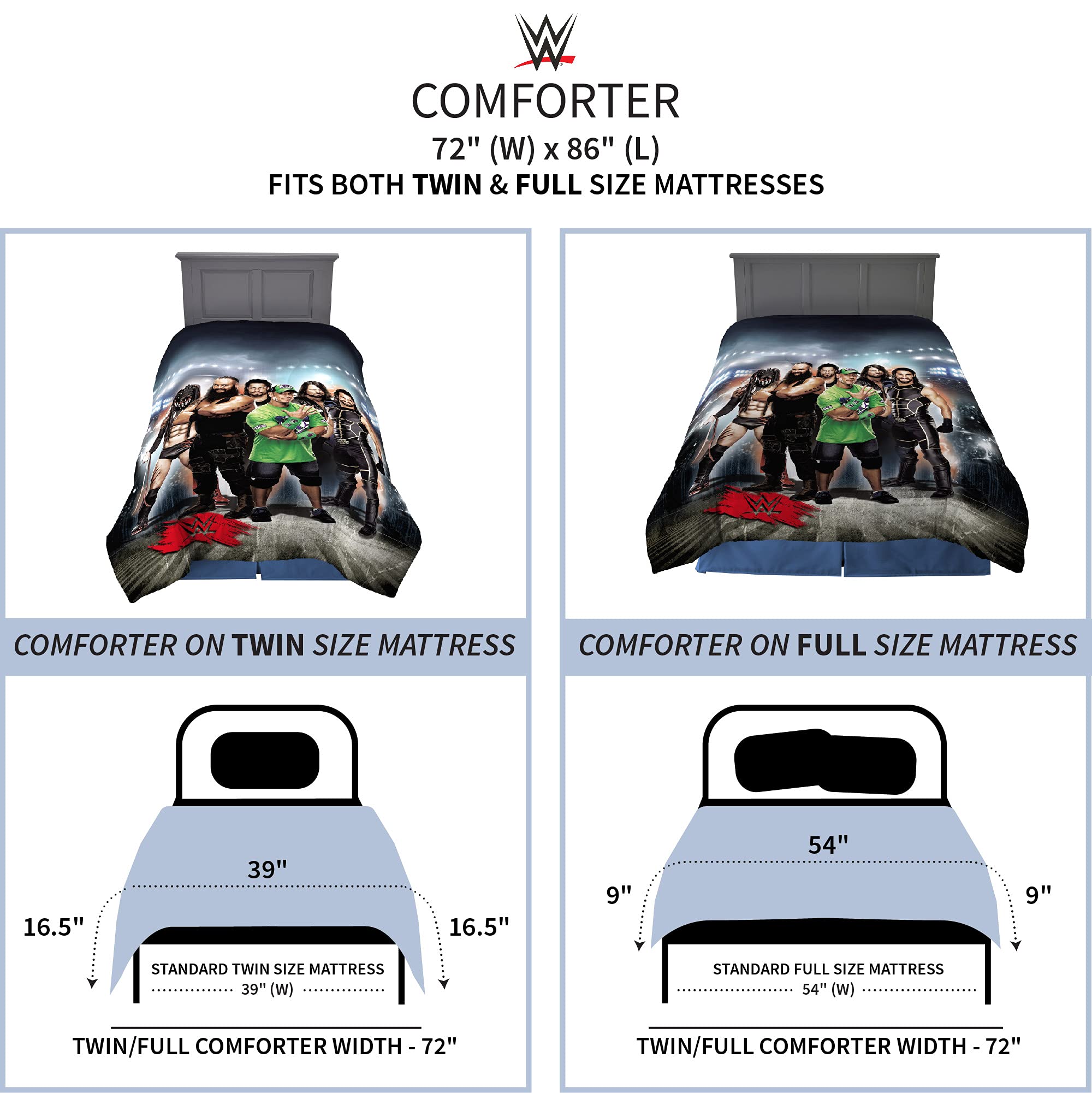 Franco Kids Bedding Comforter, Twin/Full, WWE Armageddon