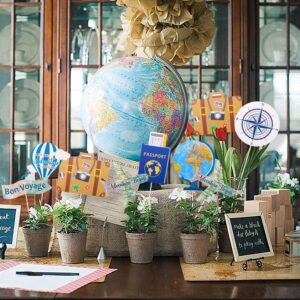 Yaaaaasss! Let The Adventure Begin Centerpieces Travel Themed Centerpieces Sticks Adventure Awaits Bon Voyage Farewell World Map Retirement Graduation Party Photo Booth Props Set of 21