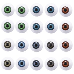 tanlee 20 pieces 26mm / 1 inch halloween eyes scary eyes plastic half round doll eyeballs halloween horror props for halloween diy accessories, 7 colors